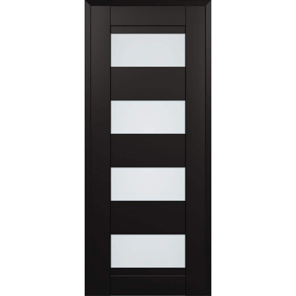 Belldinni Della 18 in. W. x 84 in. No Bore 4-Lite Frosted Glass Black ...