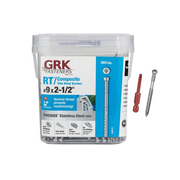GRK Fasteners #9 x 2-1/2 in. Star Drive Trim-Head Wood Finish Screws ...
