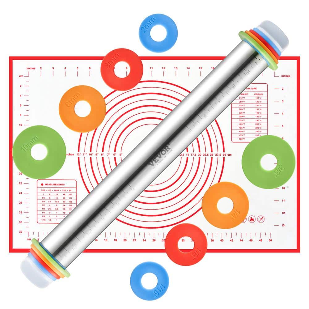 VEVOR Adjustable Rolling Pin, 1-Piece Bakeware Set Stainless Steel ...