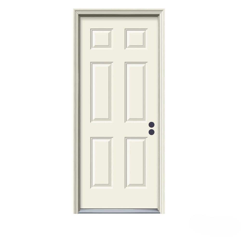 JELD-WEN 34 in. x 84 in. 6-Panel Primed Steel Prehung Left-Hand Inswing ...
