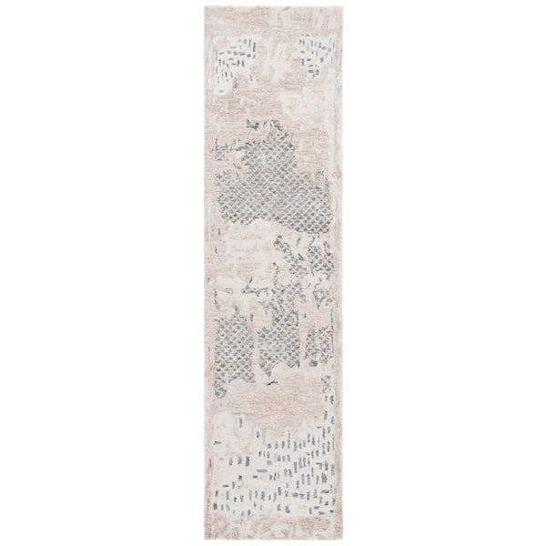 SAFAVIEH Harvest 2 ft. x 9 ft. Beige/Gray Distressed Solid Color Runner ...