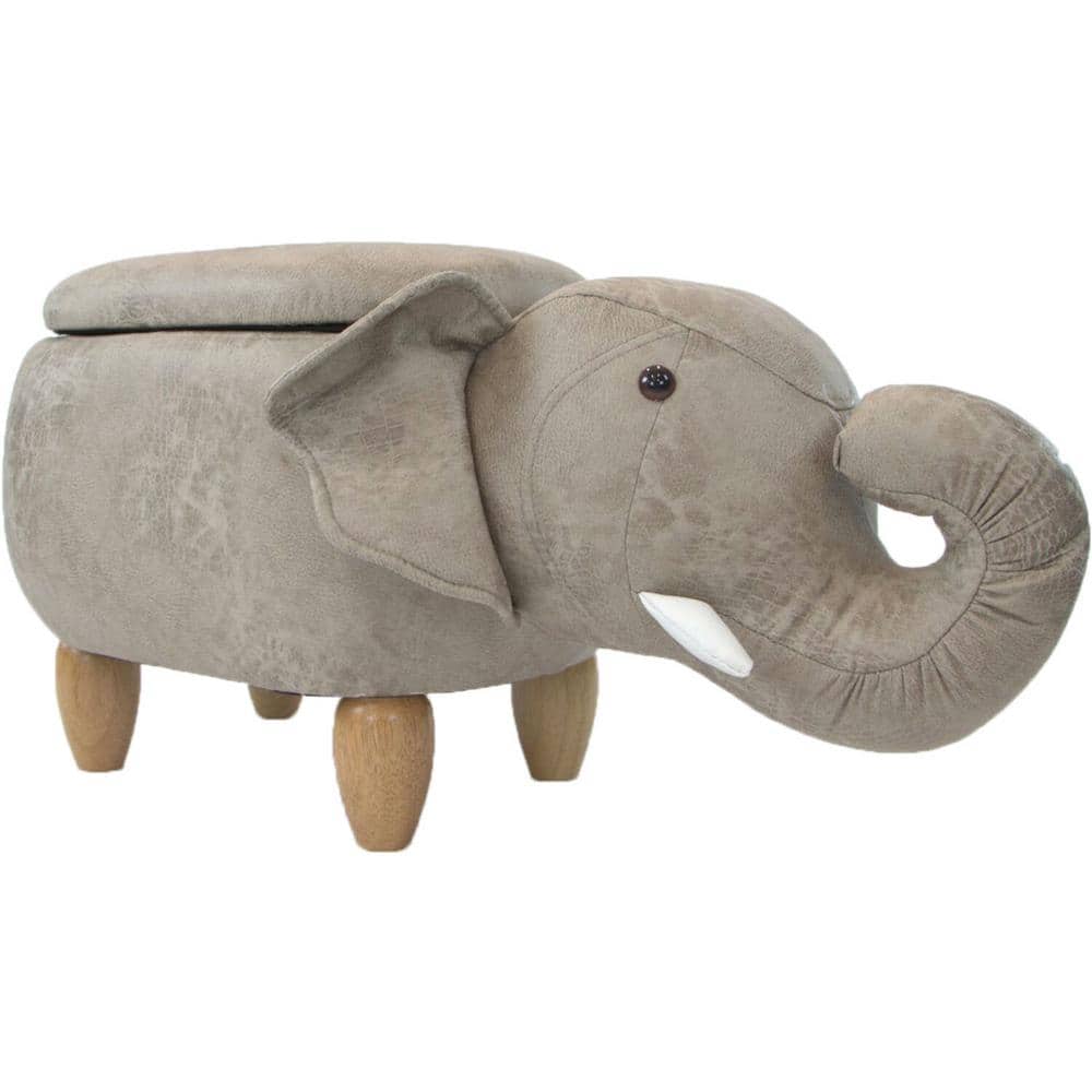 Critter Sitters Tan Elephant Animal Shape Storage Ottoman CSELESTOTT ...