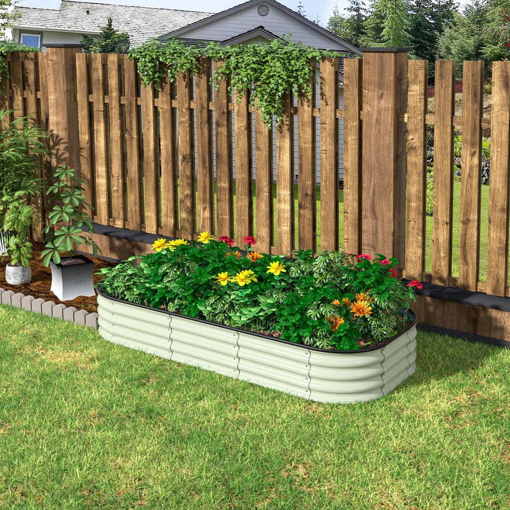 VEIKOUS 6 ft. x 3 ft. x 1 ft. Galvanized Steel Raised Garden Bed ...