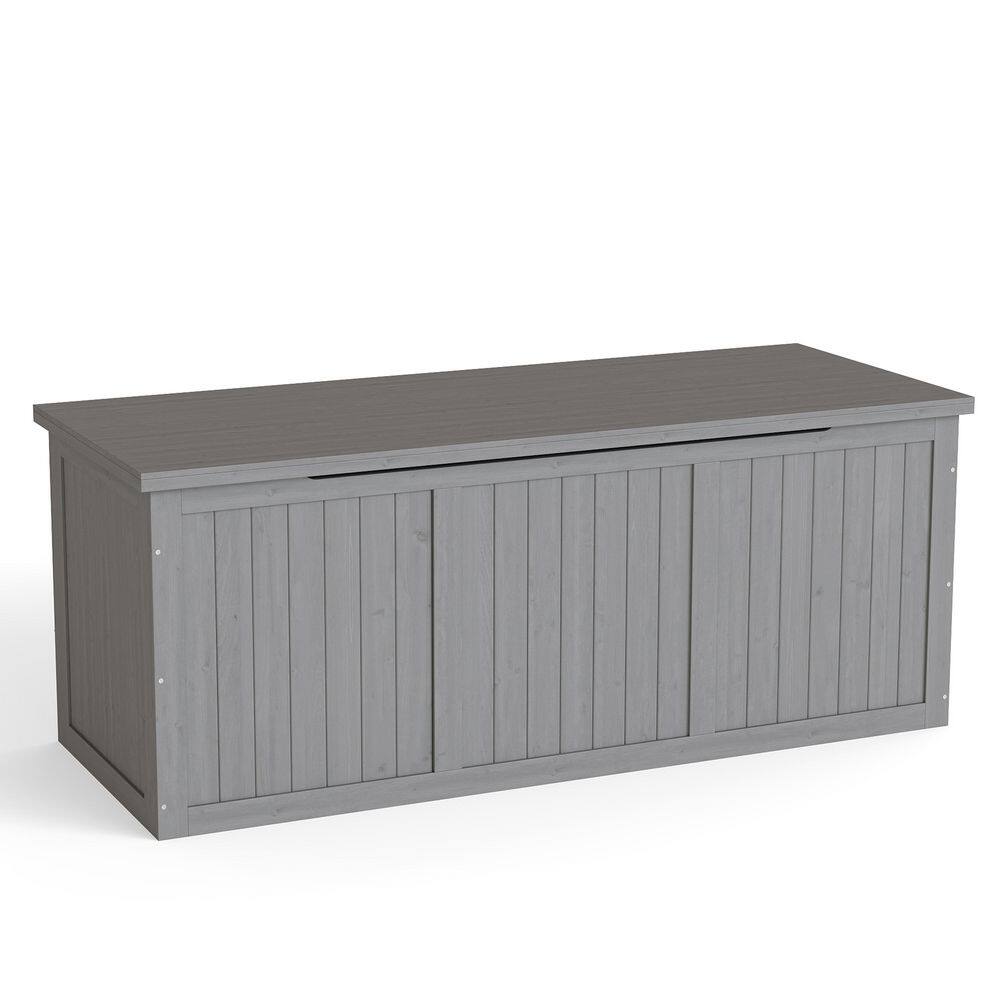 112 Gal. Outdoor Wooden Deck Box Solid Wood Storage Box Seat and Table ...