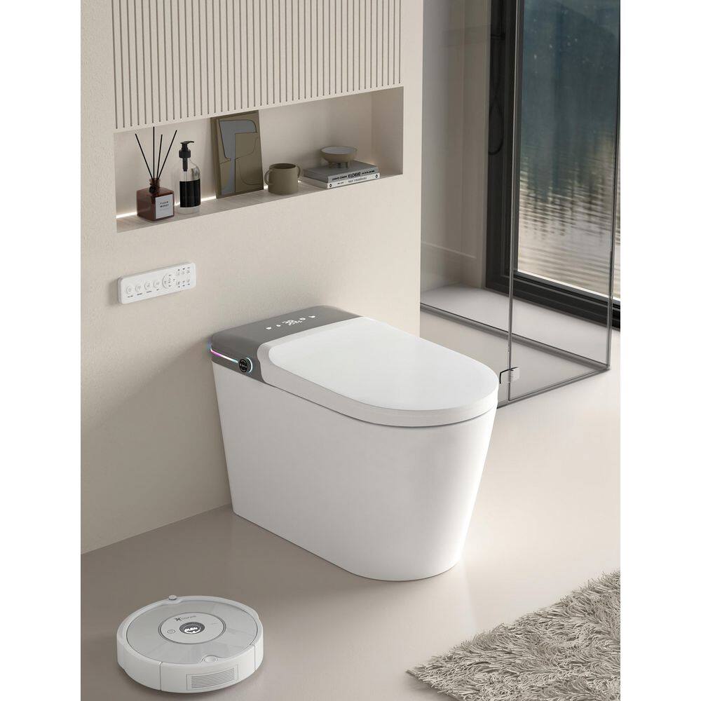 H2O Smart Tankless Bidet Toilet in White with Remote Control, Heated ...