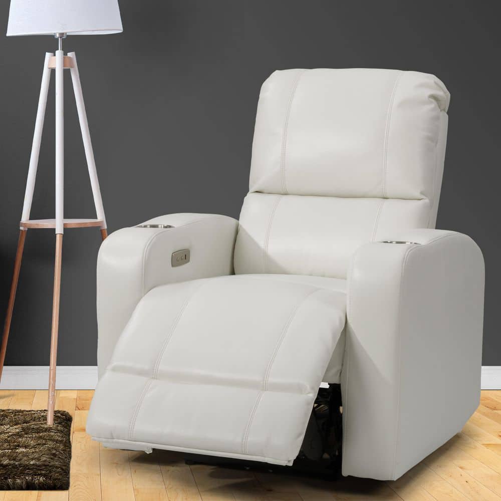 CorLiving Oren White PU Theatre Recliner LRB-301-R - The Home Depot