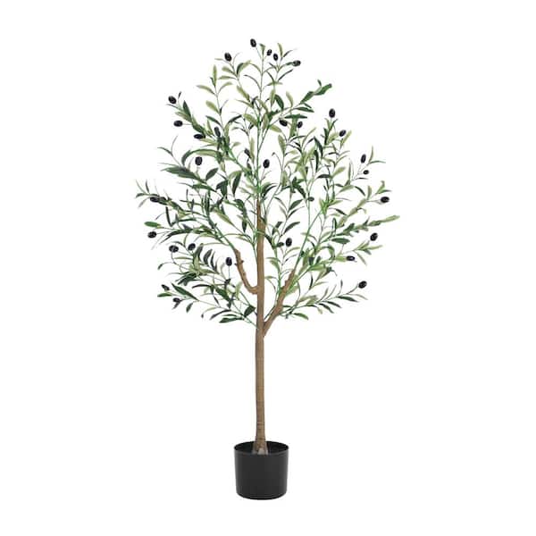 B BALANBO 4 ft. Artificial Olive Tree with Pot, Large Faux Olive Silk ...