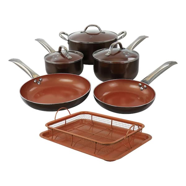 Gibson Home Copper Pan Cooking Excellence 10 Piece Nonstick Cookware ...