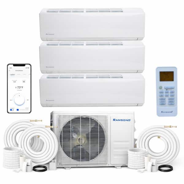 Ramsond 28,000 BTU 3‑Zone Ductless Mini Split Air Conditioner Heat Pump ...