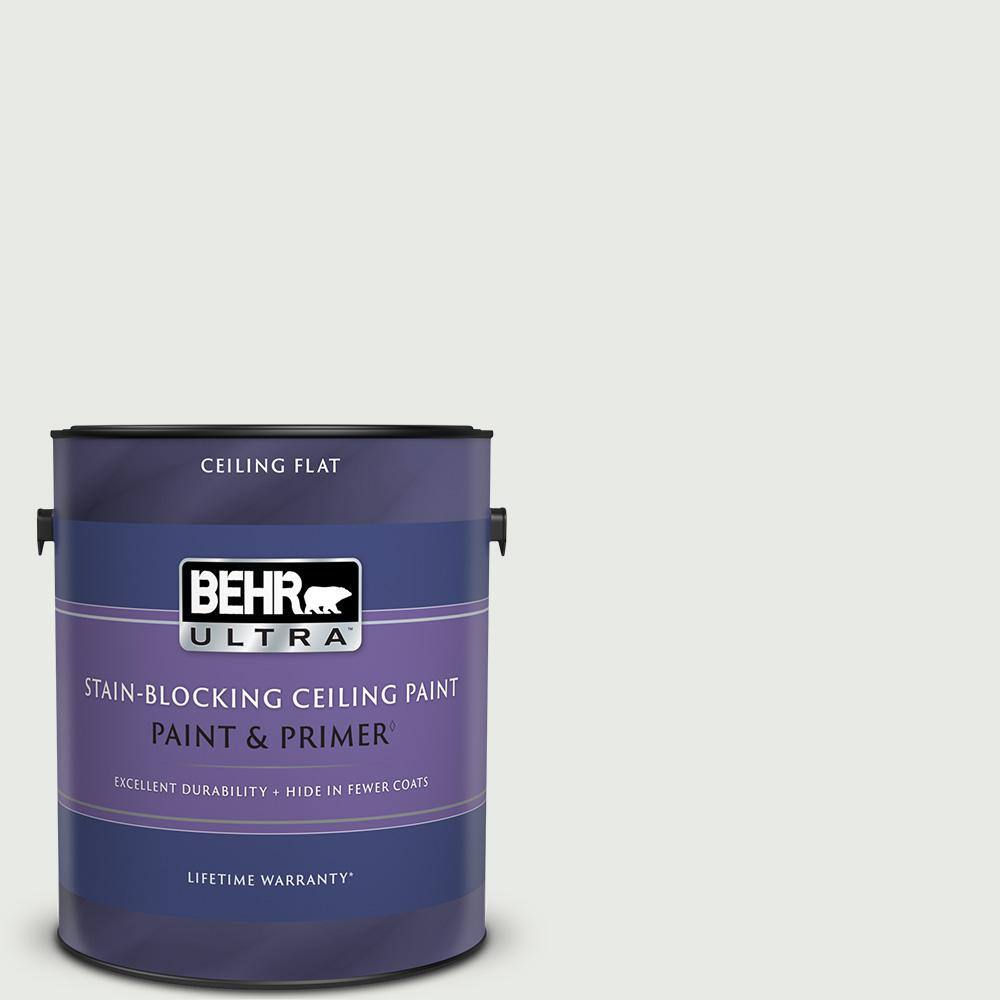 BEHR ULTRA 1 gal. #BL-W08 Frothy Surf Ceiling Flat Interior Paint and ...