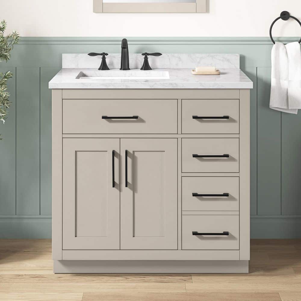 Reviews for OVE Decors Athea 36 in. Freestanding Greige Bath Vanity ...