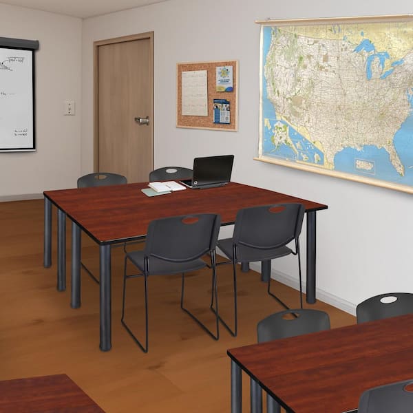 Regency Kee 66 in x 24 in. Cherry Top Training Table Desk, Black Legs ...