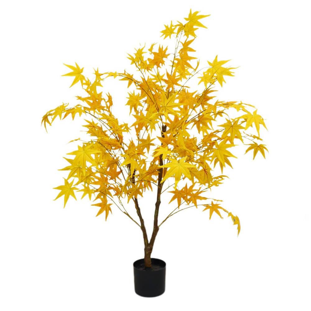 Garvee 4.9 ft. Artificial Maple Tree, Fake Potted Maple Tree, Faux ...