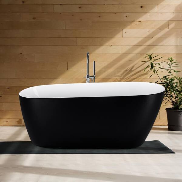 UPIKER Modern 59 in. Acrylic Single Slipper Freestanding Flatbottom ...