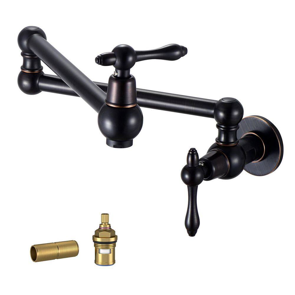 LORDEAR Wall Mount Pot Filler Faucet with Dual Joint Swing Arm in Oil ...