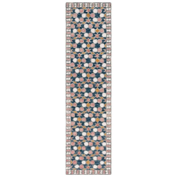 SAFAVIEH Aspen 2 ft. x 9 ft. Gray/Pink Garden Tile Runner Rug APN128F ...