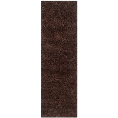 SAFAVIEH California Shag Brown 7 ft. x 7 ft. Square Solid Area Rug ...