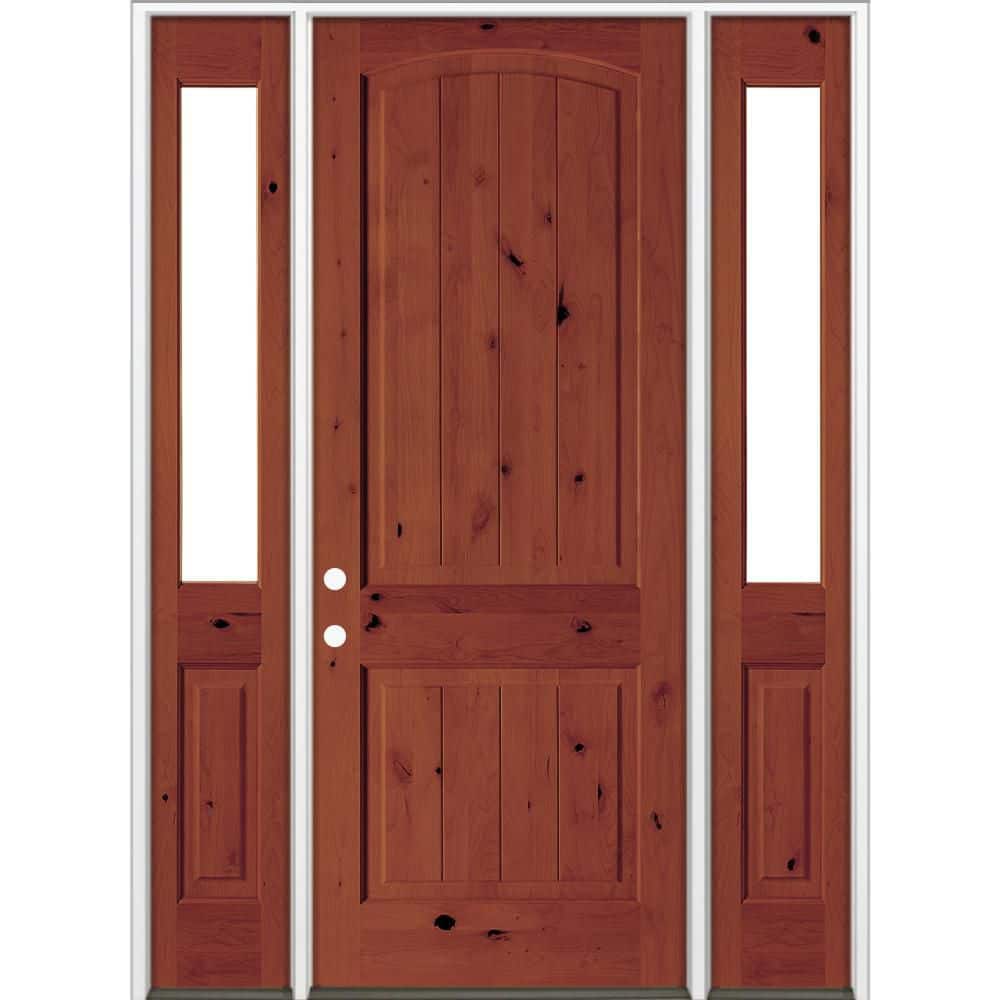 Krosswood Doors 58 in. x 96 in. Knotty Alder Arch Top Right-Hand ...