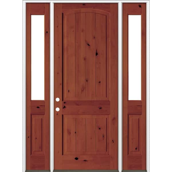 Krosswood Doors 58 in. x 96 in. Knotty Alder Arch Top Right-Hand ...