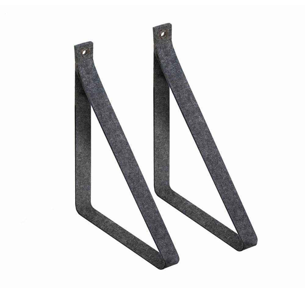 Dolle LOOP 9.4 in. Felt Gray Genuine Leather Shelf Bracket Support ...