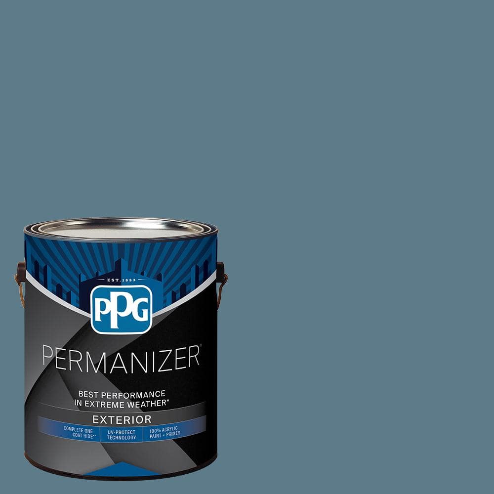 PERMANIZER 1 gal. PPG1154-6 Prussian Blue Satin Exterior Paint PPG1154 ...