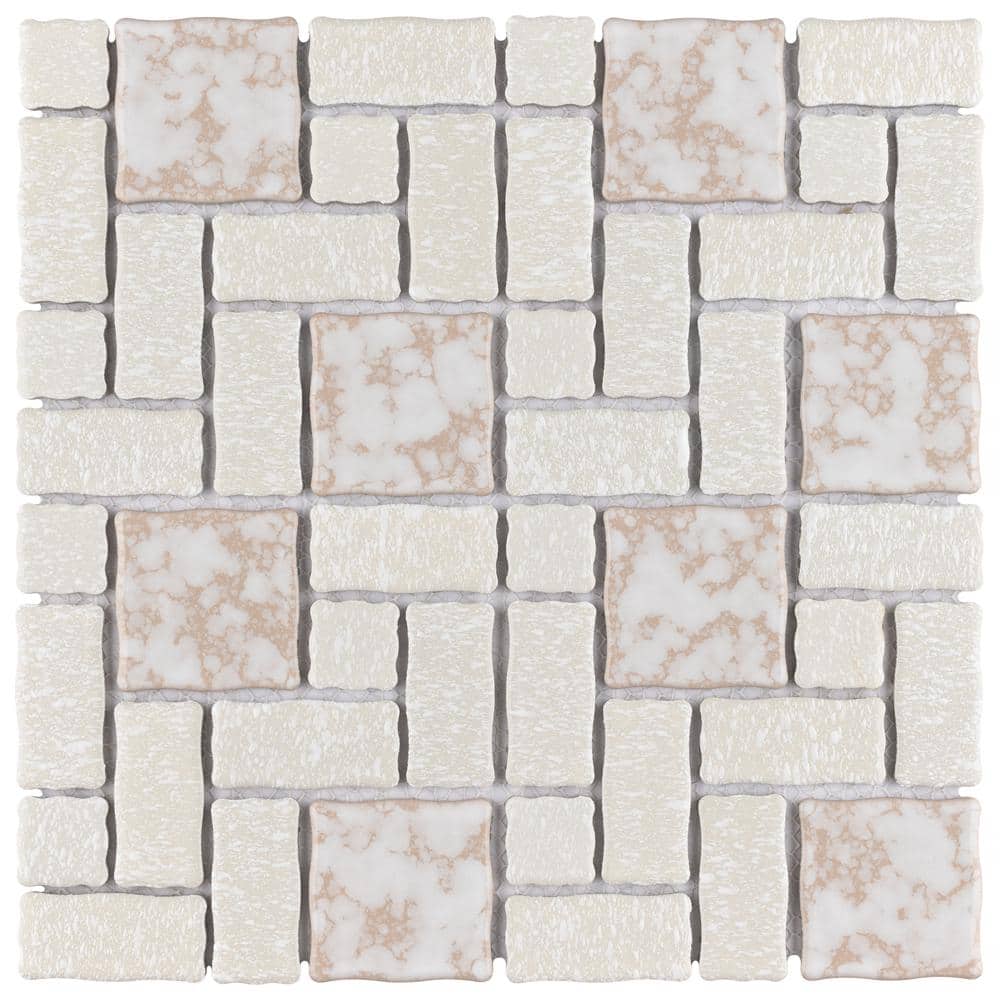 Merola Tile Academy Bone 6 in. x 6 in. Porcelain Mosaic Take Home Tile ...