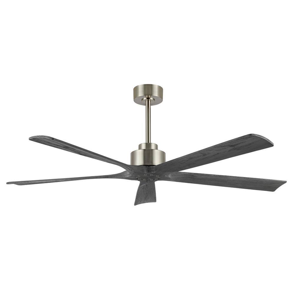 WINGBO 60 in. 6 Fan Speeds Ceiling Fan in Nickel with Light and Remote ...