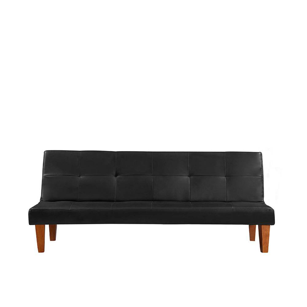 wetiny 30 in. Wide Armless Faux Leather Mid-Century Modern Straight ...