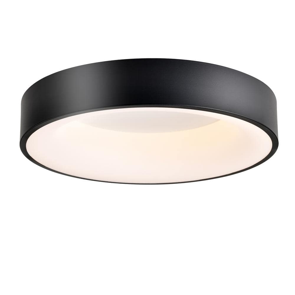 Lukyamzn 15.75 in. One light Black Smart Selectable LED Semi-Flush ...