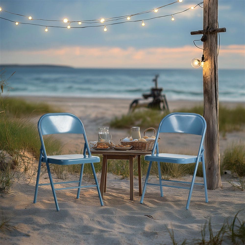 Homy Casa FRIACC ECB 4PK Blue Folding Accent Side Chair Set of 4-Modern ...