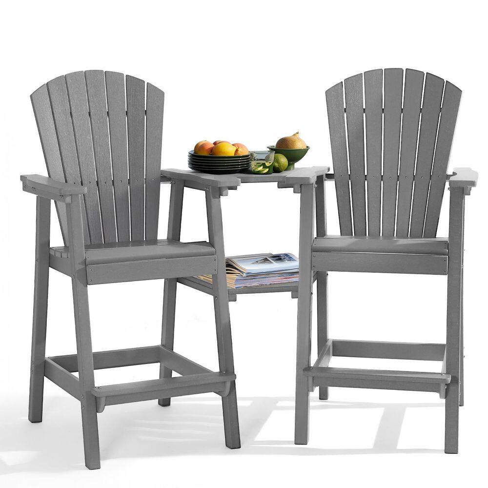 PASAMIC Light Grey HDPE Tall Adirondack Chair with Removable Double ...