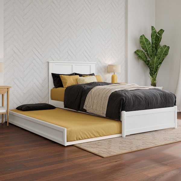 AFI Felicity White Solid Wood Frame Twin XL Platform Bed with Panel ...