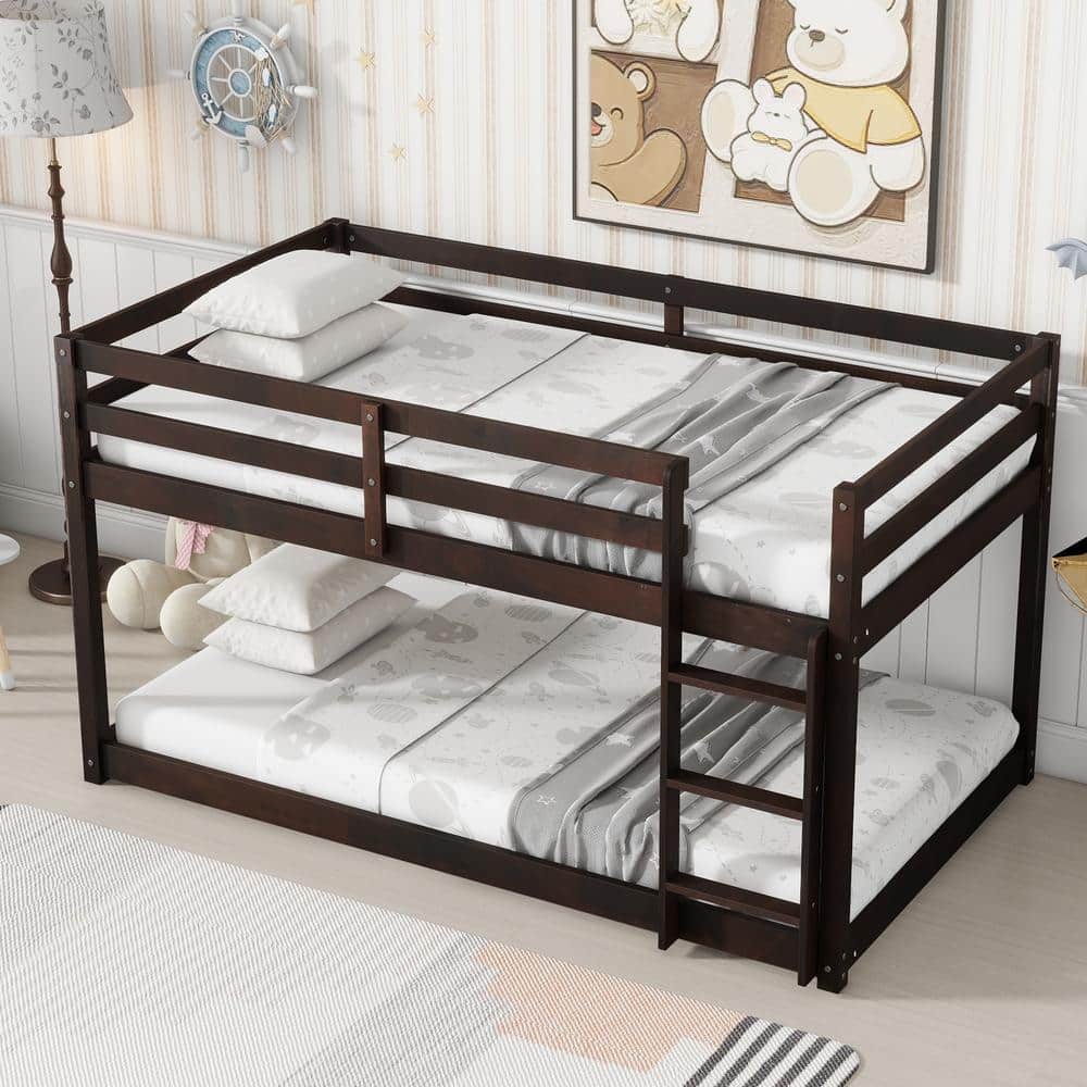 Harper & Bright Designs Espresso Twin Size Wood Loft Bed with Ladder ...