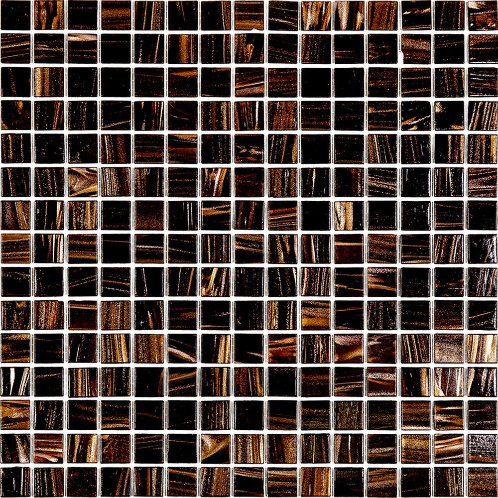 Apollo Tile Mingles 12 in. x 12 in. Glossy Bark Brown Glass Mosaic Wall ...