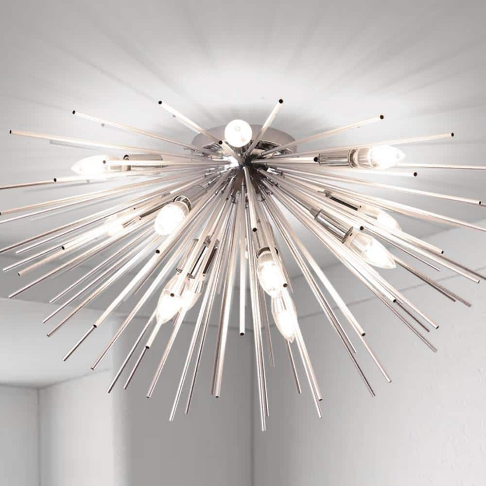 INNOBULE 12-Lights Chrome Firework Ceiling Light, Selectable LED Modern ...