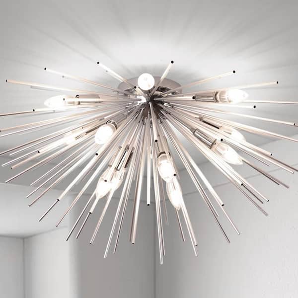 INNOBULE 12-Lights Chrome Firework Ceiling Light, Selectable LED Modern ...