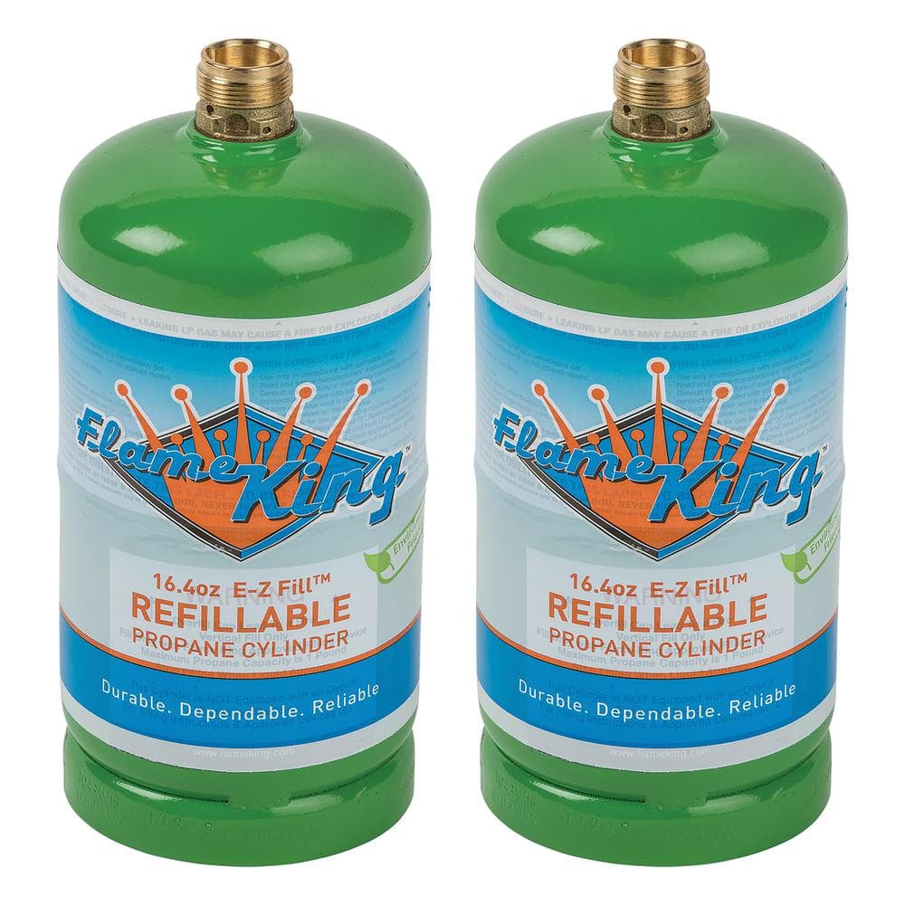 Flame King Two Pack 1 lb. Refillable Camping Propane Tank Cylinder 16.4 ...