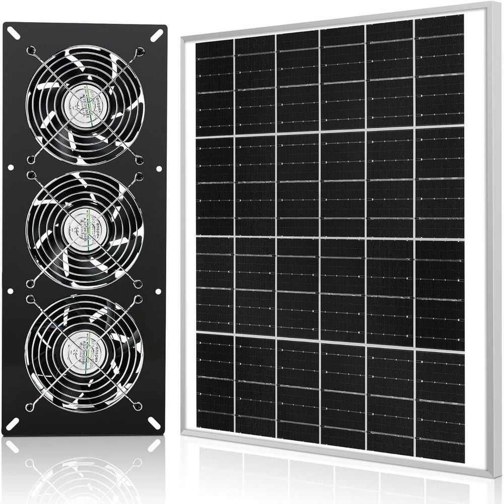 KIWDZFU 25W Solar-Powered Exhaust Fan Kit for Outdoor Cooling, IP67 ...