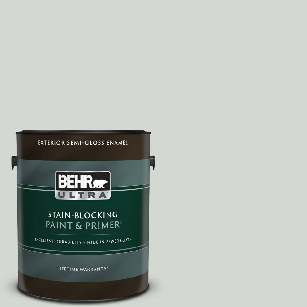 BEHR ULTRA 1 gal. #N410-2 Brook Green Semi-Gloss Enamel Exterior Paint ...