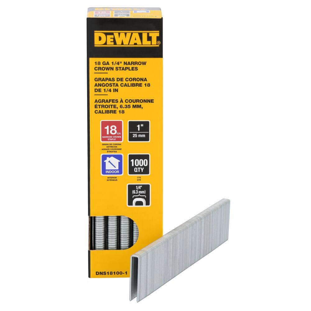 DEWALT 1 in. x 18-Gauge 1/4 in. Narrow Crown Staples (1000 per Box ...