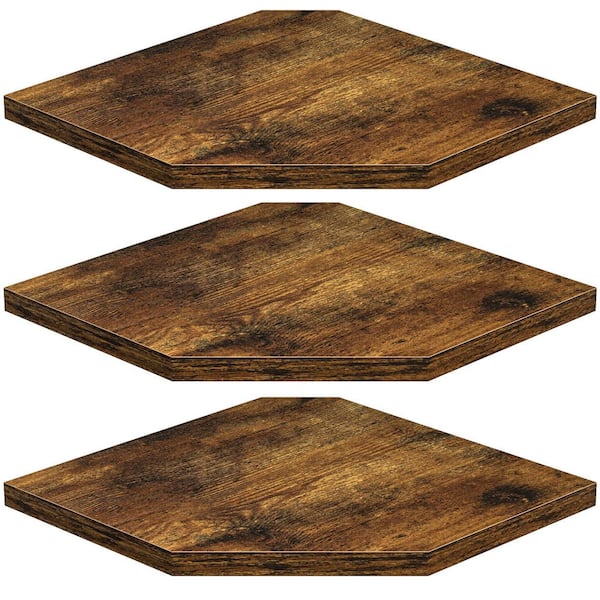 7 in. W x 7 in. D Brown Corner Shelf Wall Mount Floating Corner Shelves ...