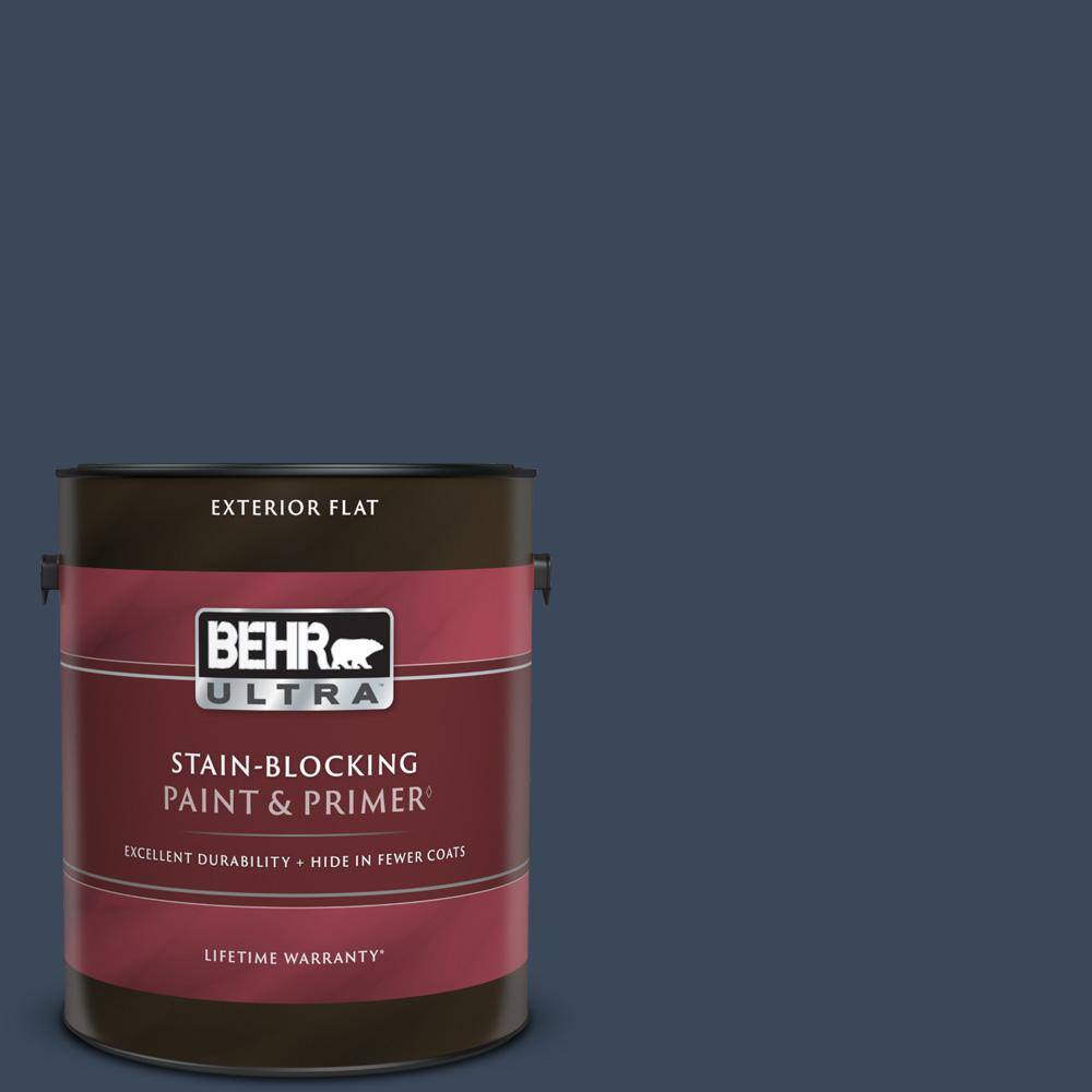BEHR ULTRA 1 gal. #M500-7 Very Navy Flat Exterior Paint & Primer 485301 ...
