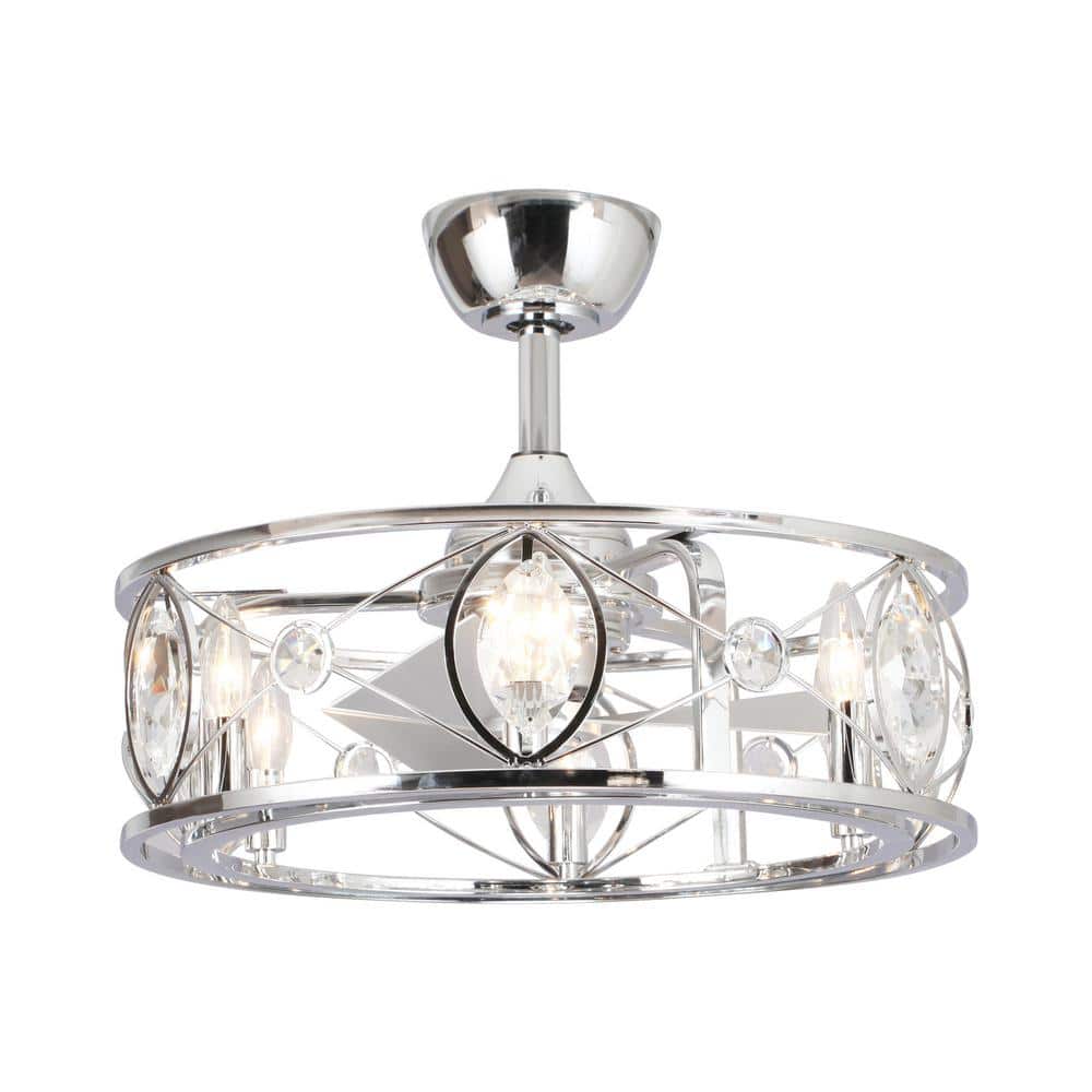 Parrot Uncle 22 in. Indoor Chrome Caged Ceiling Fan Chandelier with ...