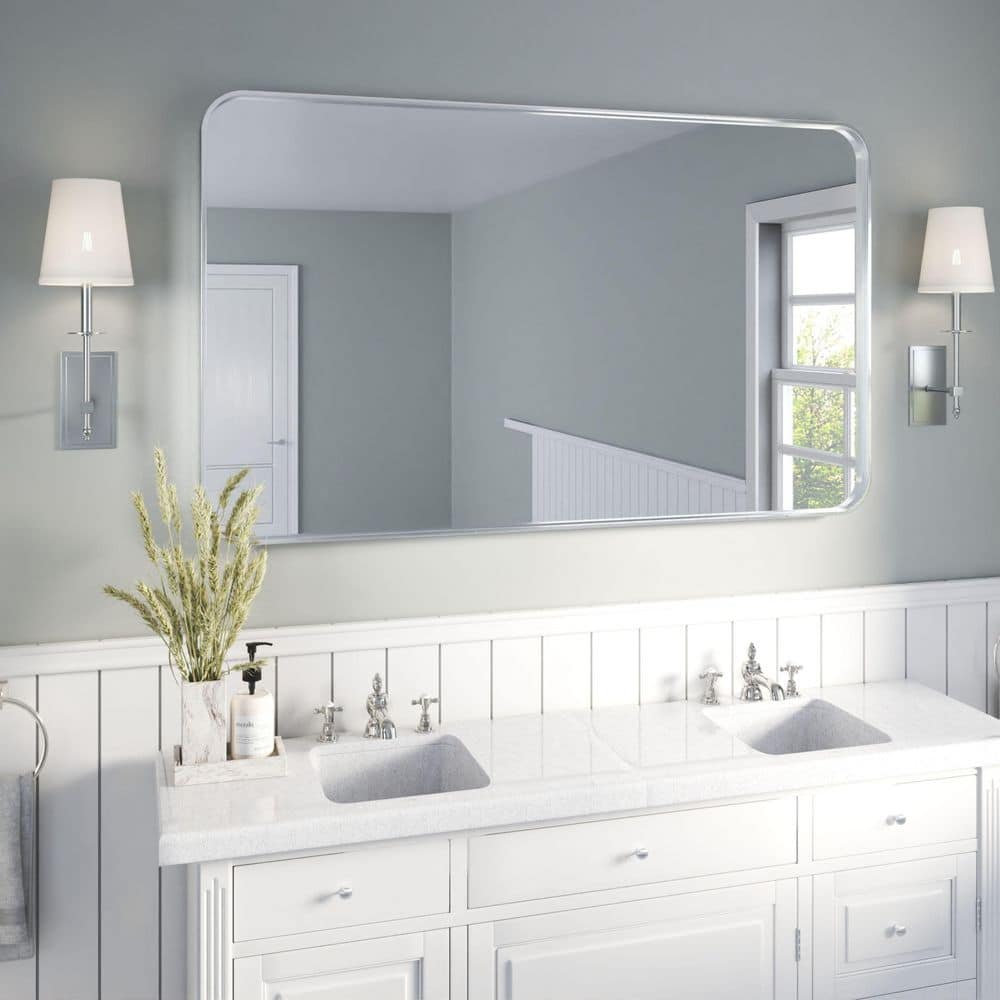 ORGANNICE 60 in. W x 36 in. H Rectangular Aluminum Framed Wall Bathroom ...