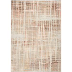 Nourison Washable Decor Beige Peach 2 ft. x 6 ft. Abstract Contemporary ...