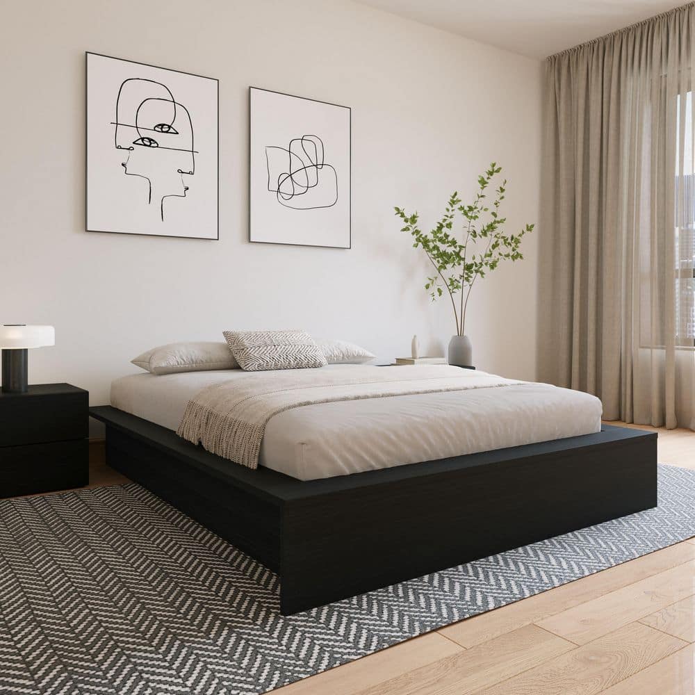 Nexera James Black Engineered Wood Frame Queen Size Platform Bed 236091 ...