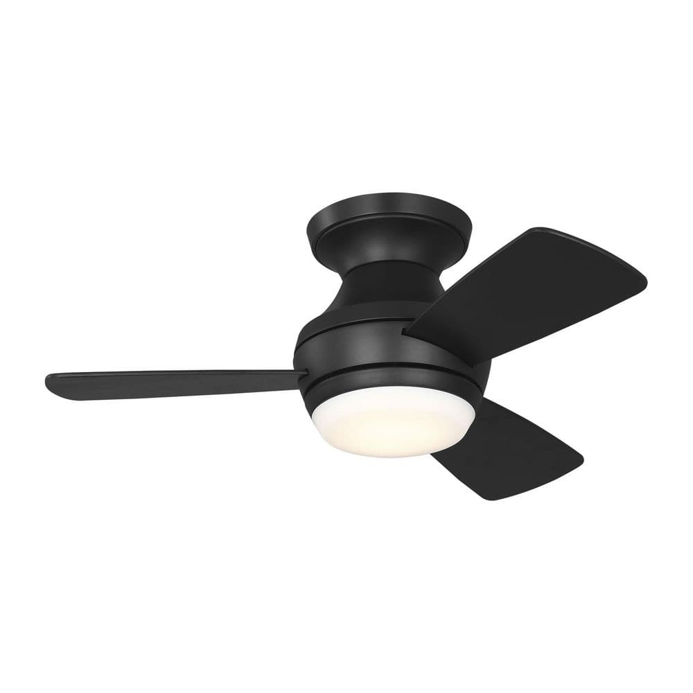 Generation Lighting Fan Ikon 32 in. Midnight Black Hugger Flush Mount ...