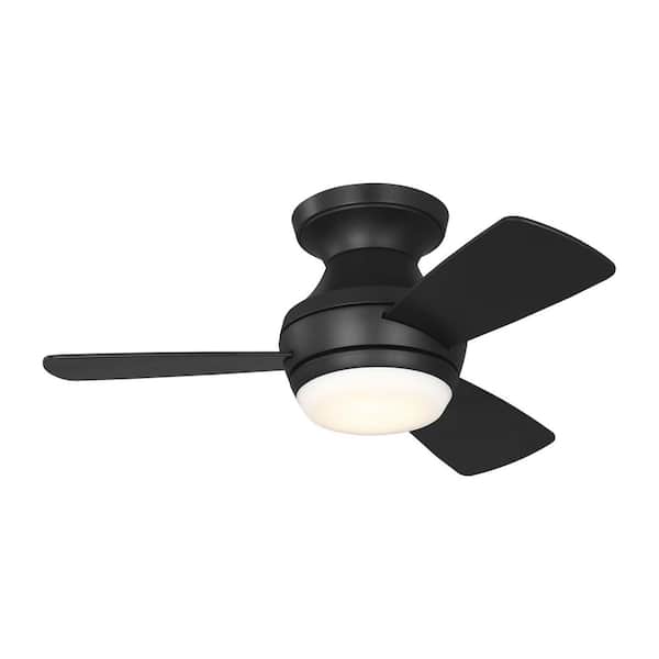 Generation Lighting Fan Ikon 32 in. Midnight Black Hugger Flush Mount ...