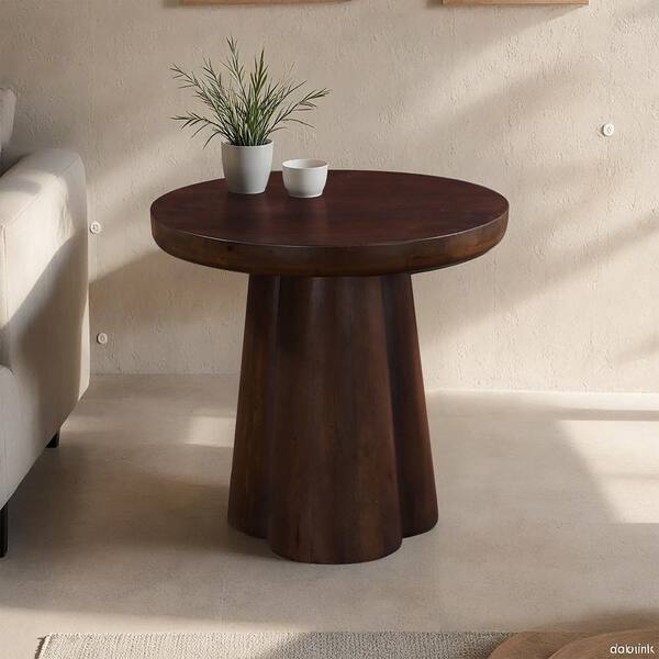 PRIMO INTERNATIONAL Senna 20 in. Dark Brown Round Solid Wood Pedestal ...