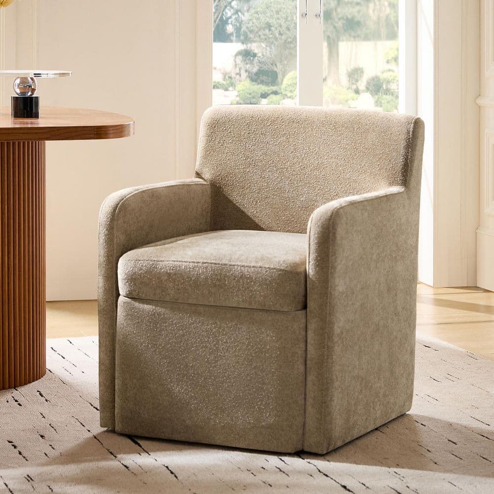JAYDEN CREATION Anna Sand Modern Polyester Dining Chair with Built-in ...